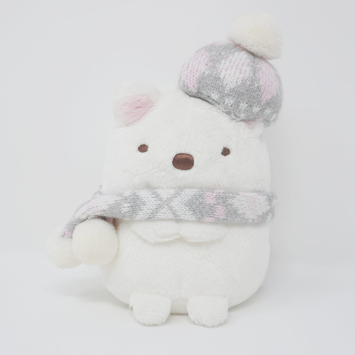 (No Tags) Shirokuma with Pink Winter Scarf and Hat Plush - Knit Sumikk ...