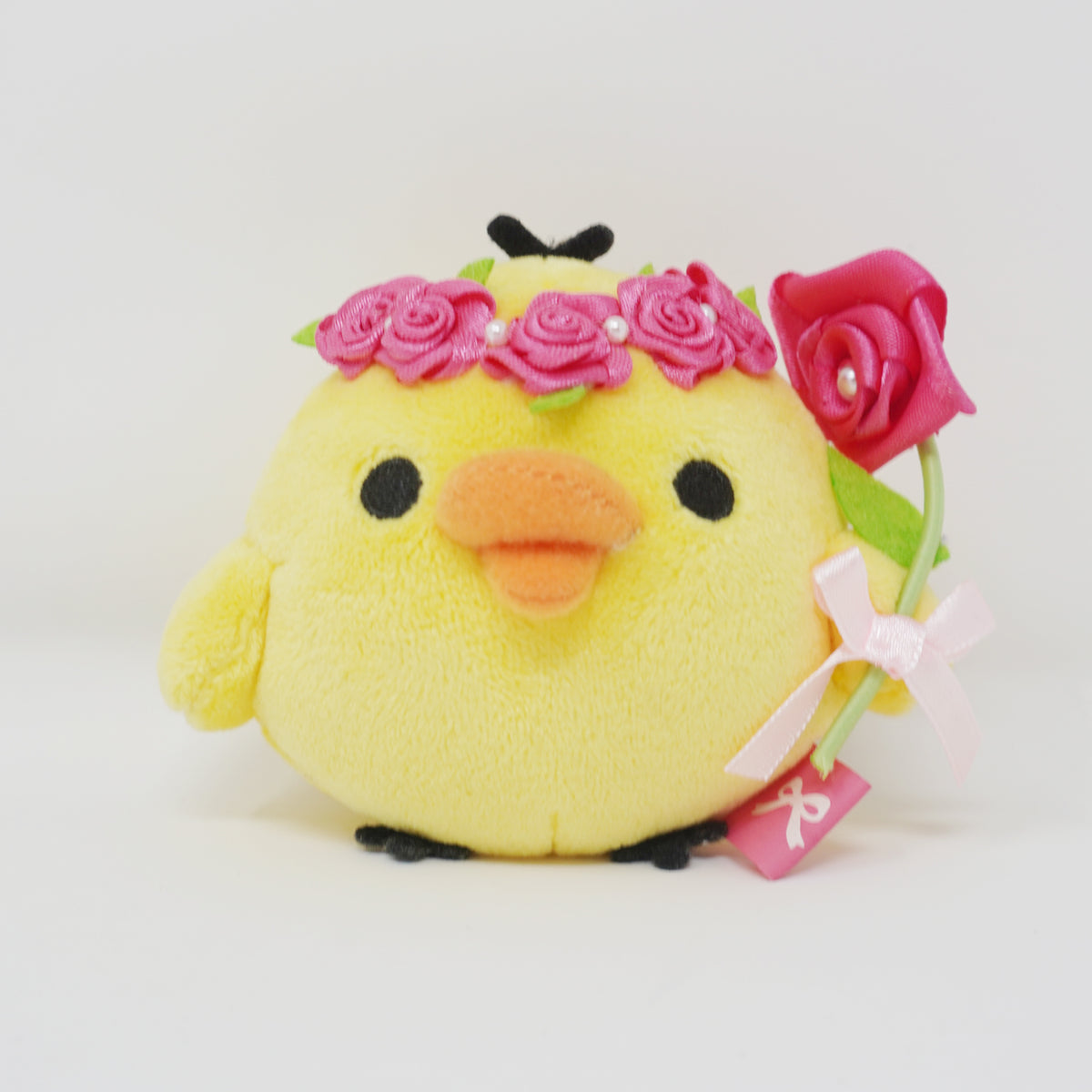 (Tag Detached) 2013 Kiiroitori with Roses Plush Keychain - Rilakkuma R ...