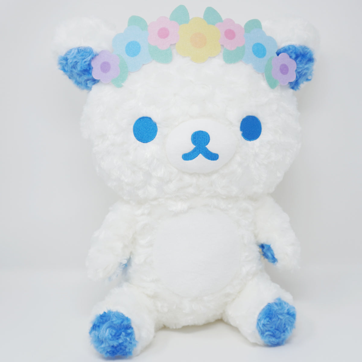 2024 White Flower Crown Rilakkuma XL Blue Version Rose Boa Prize Plush ...